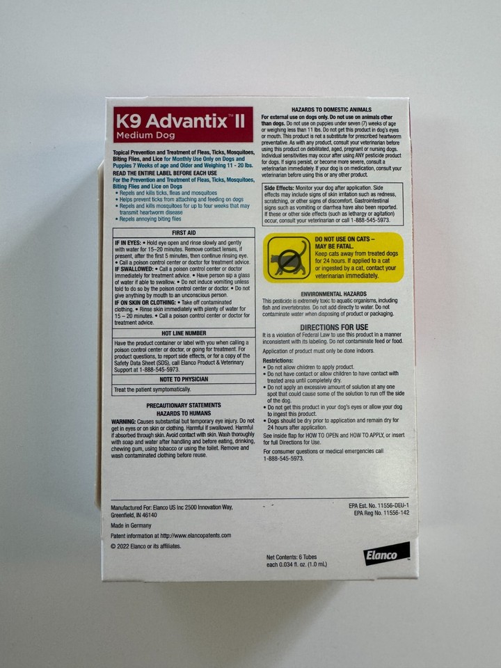 K9 Advantix II 6 Doses Flea, Tick, & Mosquito Prevention For 21-55lbs Large Dogs | eBay
