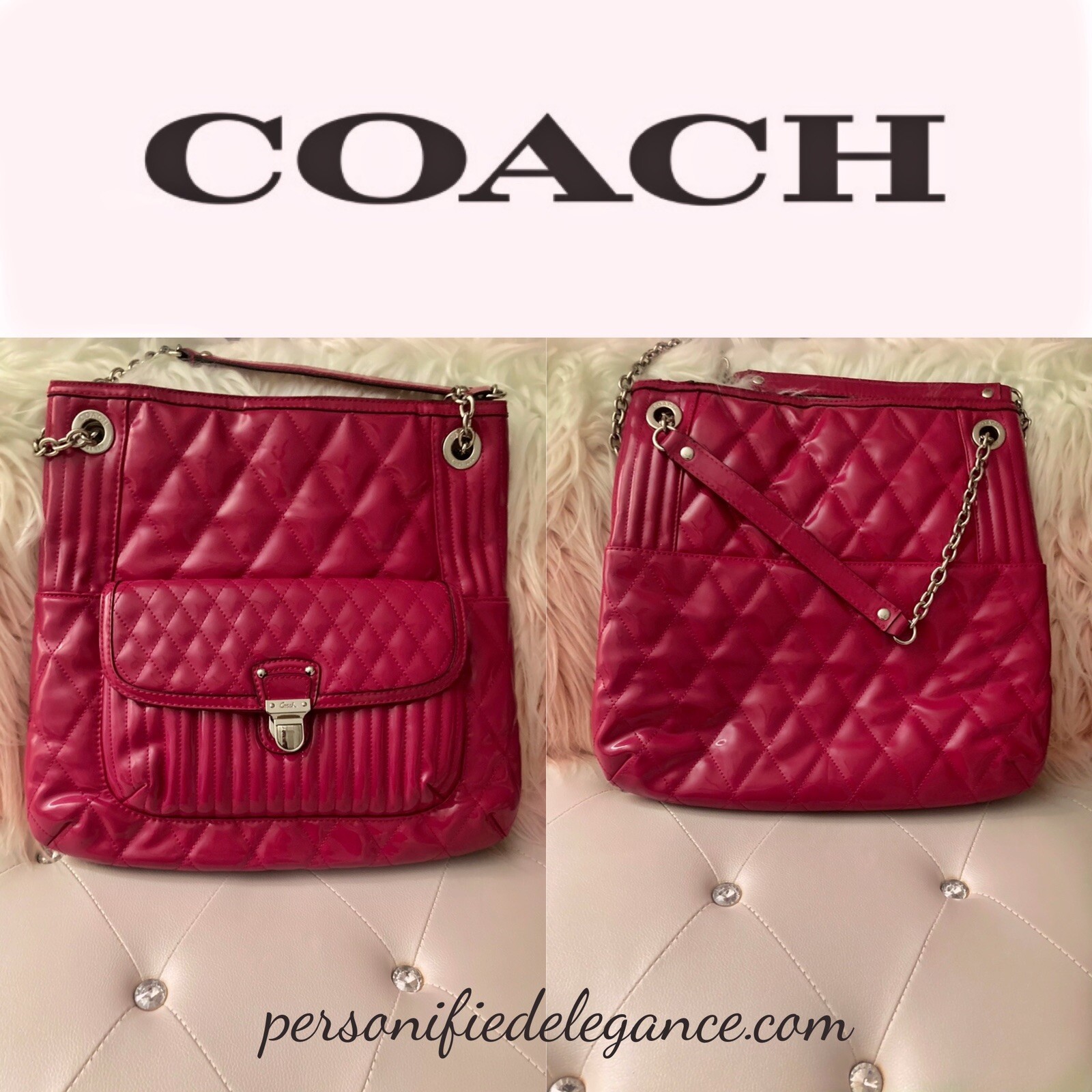 Coach Poppy Quilted Patent Leather Fuchsia Slim Shoul… - Gem