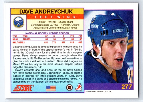 1991-92 Score American #277 Dave Andreychuk | eBay