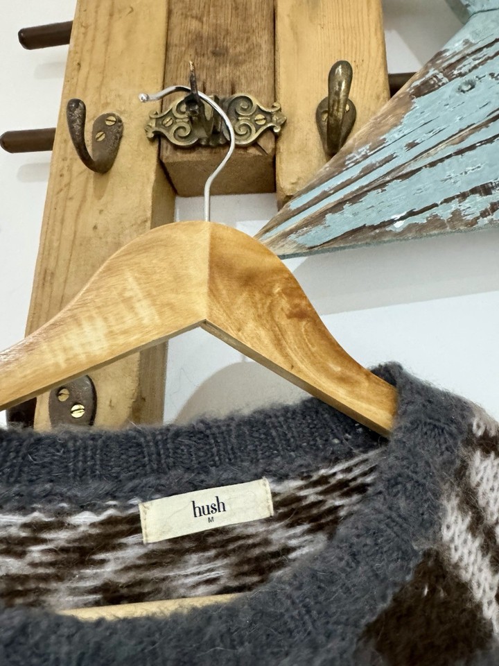 RRP £129 HUSH 'Tessa' Aztec Tribal Mohair Blend Fairisle Jumper Grey ...