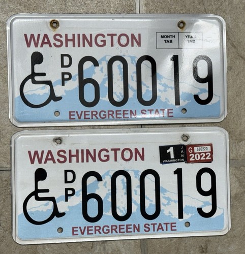 Washington State License Plate Pair Set Disabled "DP 60019" | eBay