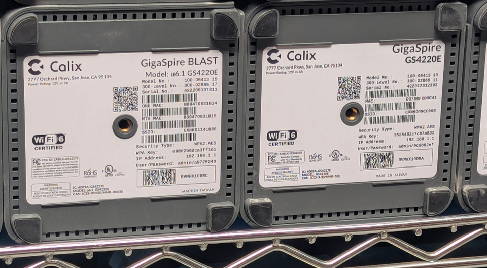 Calix GigaSpire BLAST u6.1 GS4220E 100-05413 WiFi6 Gigabit Router-Lot ...