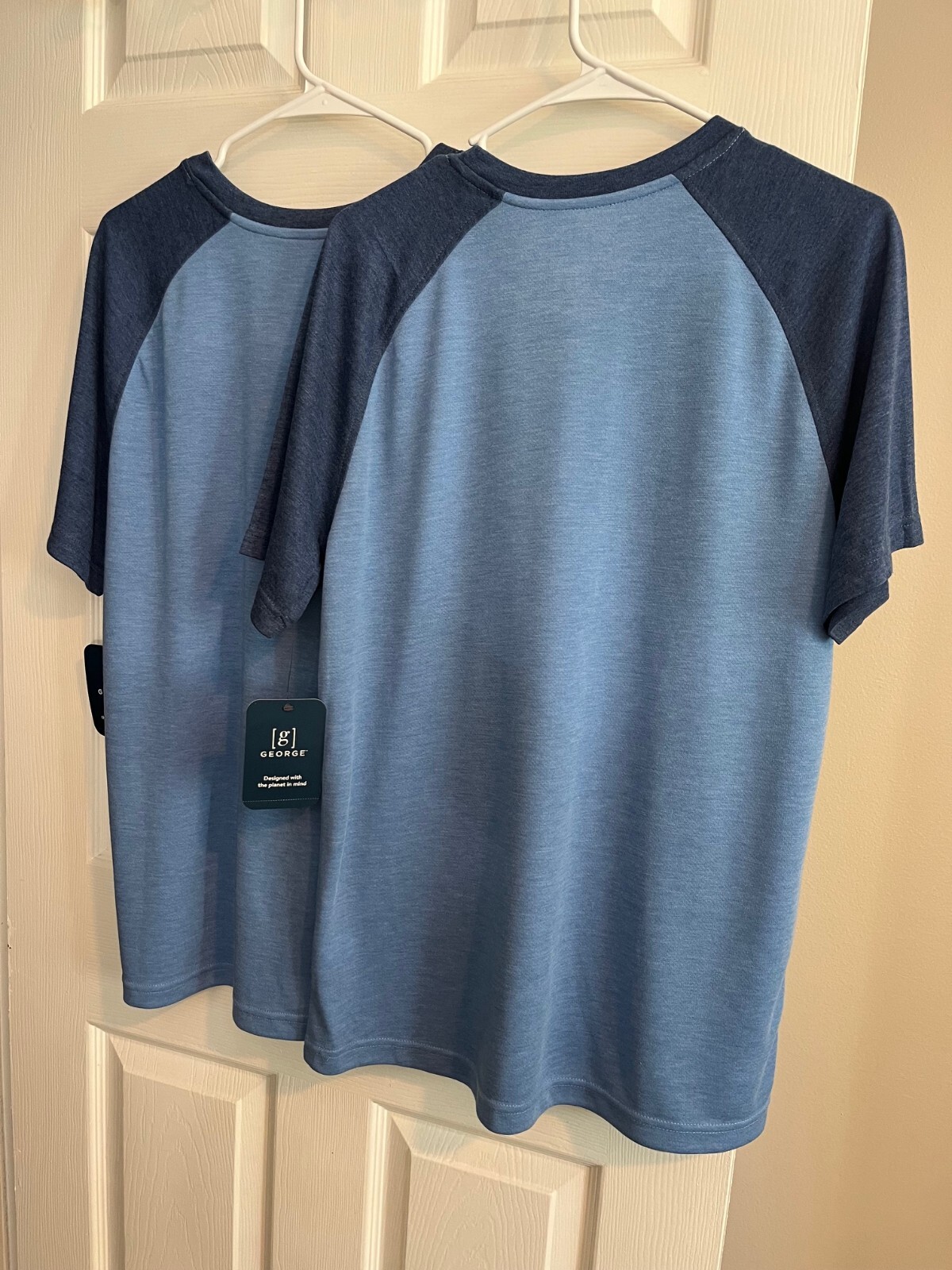LOT of 2 *New* George Men's Blue With Navy Sleeves Raglan T-Shirt | eBay