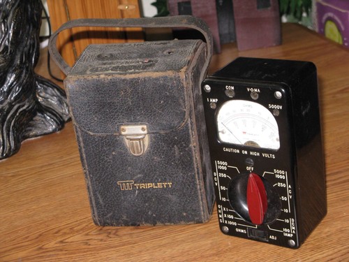 VINTAGE TRIPLETT OHMS VOLTAGE TESTER MULTIMETER MODEL 666 IN LEATHER ...