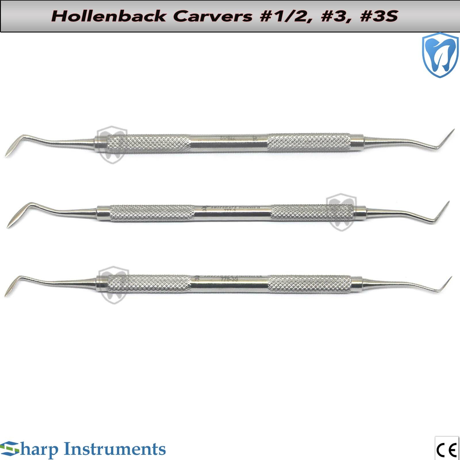 Hollenback Carvers # 1, 2, 3, 1/2, 3s Dental Instruments Double Ended ...