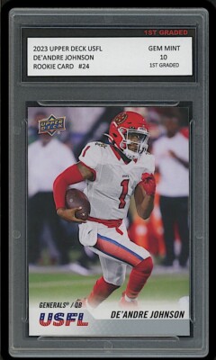 DE'ANDRE JOHNSON 2023 UPPER DECK USFL 1ST GRADED 10 ROOKIE CARD RC ...
