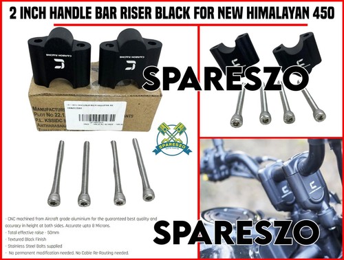 2 inch "HANDLE BAR RISER, BLACK" Fit For Royal Enfield New Himalayan ...