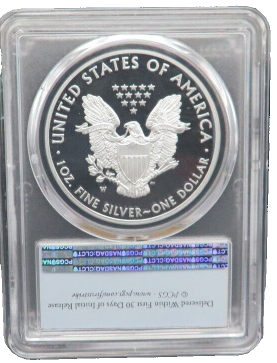 2017-W FIRST STRIKE LABEL SILVER EAGLE FDOI PCGS PR70 DEEP CAMEO 1 OF ...