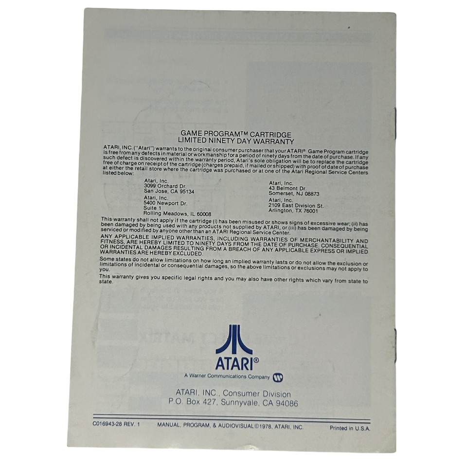Atari 2600 Video Game Instruction Manual Booklet Only - You Pick Title ...