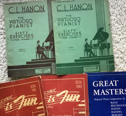 LOT of 5 PIANO Virtuoso Pianist Great Masters CL Hanon David Hirschberg ...