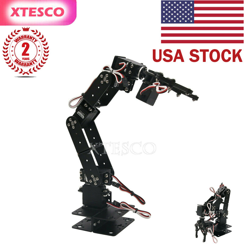 US Aluminium 6 DOF Mechanical Robotic Arm Clamp Claw Mount Robot Tool ...