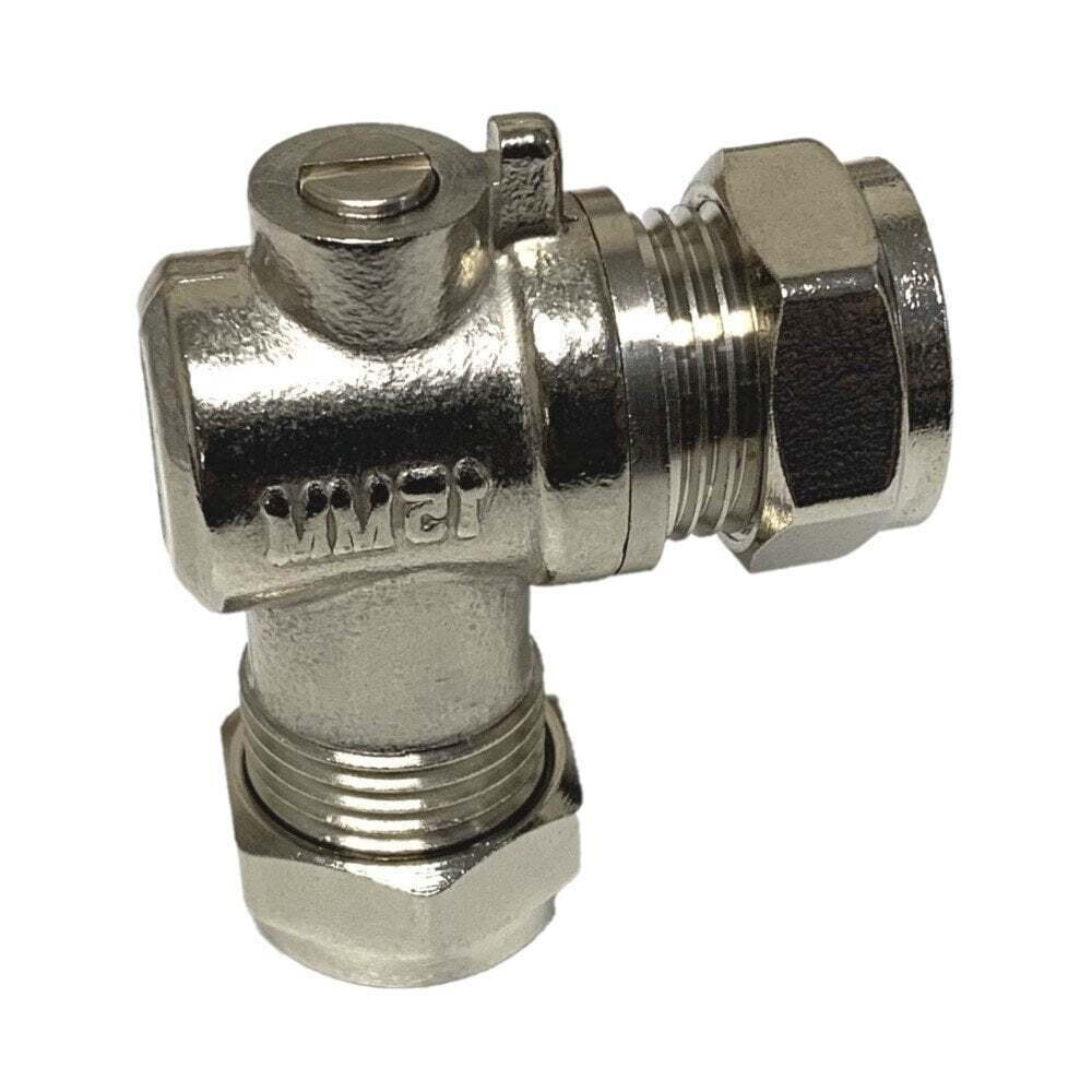 15mm Angled Isolating Isolation Valves Chrome Plated Elbow 90 Degree ...