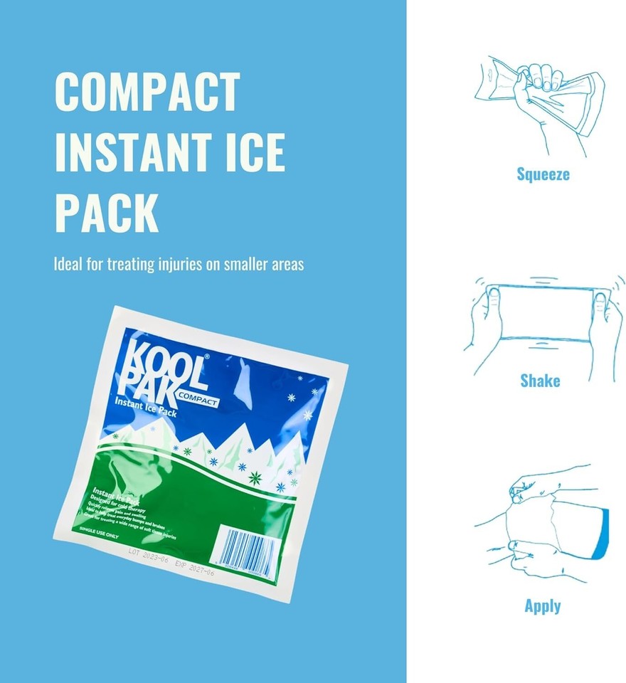 Koolpak Compact Instant Ice Packs Mini Ice Packs For Sports Injury Pain ...
