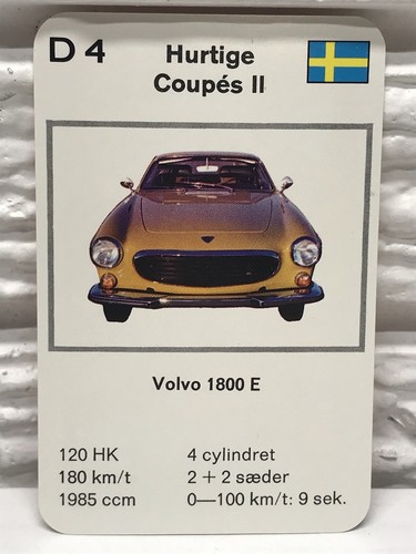 RARE Vtg. 1960’s German Single Swap Sports Car Playing Card VOLVO 1800 ...
