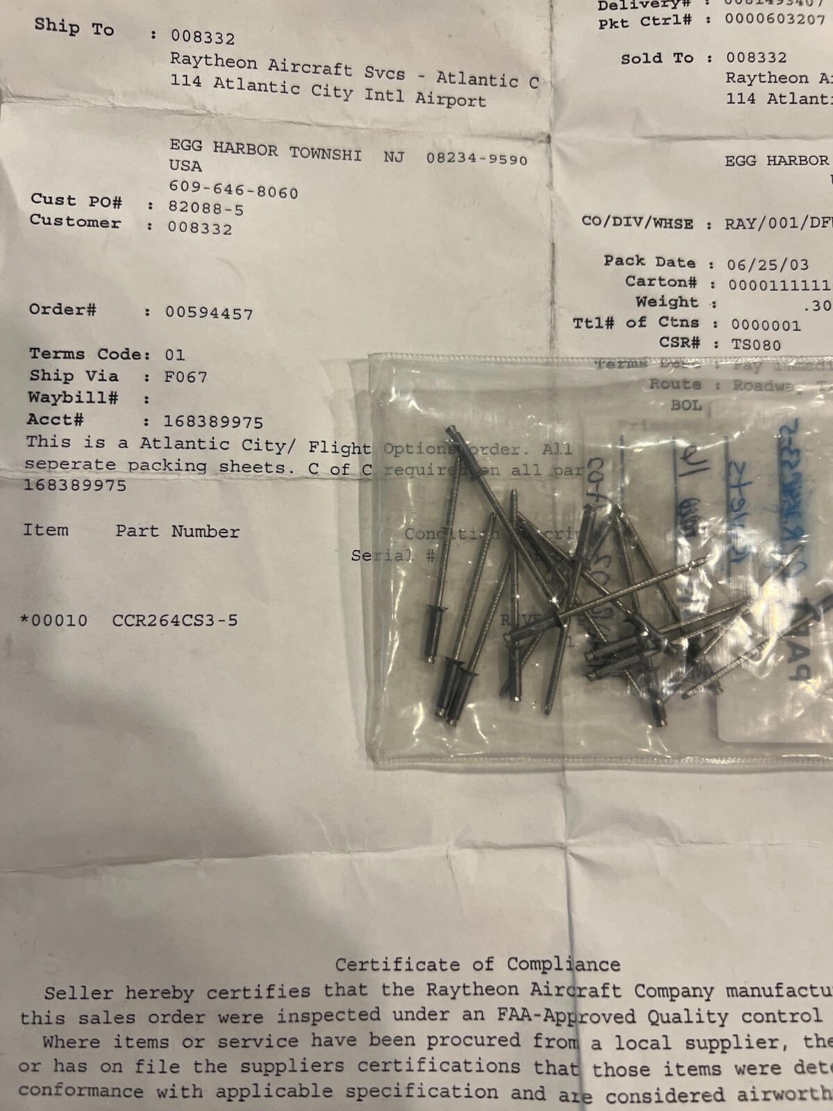 New bag of 16 blind rivet CCR264CS3-5 with certificate of conformity | eBay