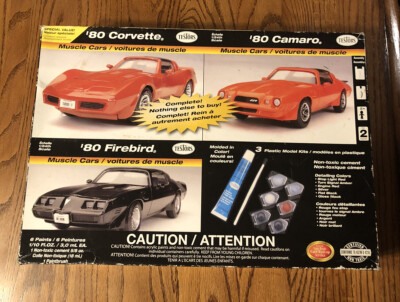 Testors Model Car Kits Set of 3! 1980 Corvette, Firebird, & Camaro 1/24 ...