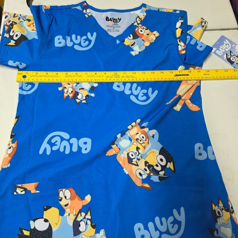 Bluey Women's Scrub Top - V-Neck with Pockets - Small NWT Pediatric ...