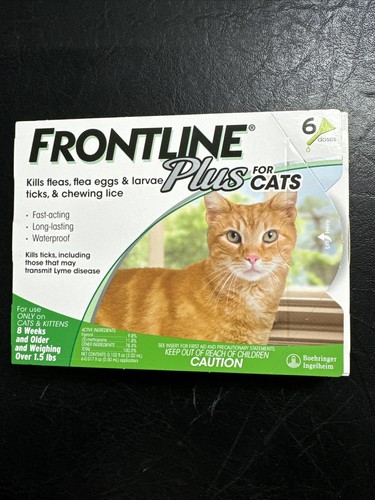 FRONTLINE Plus for Cats Over 1.5 lbs - 6 Doses Flea and Tick Treatment ...