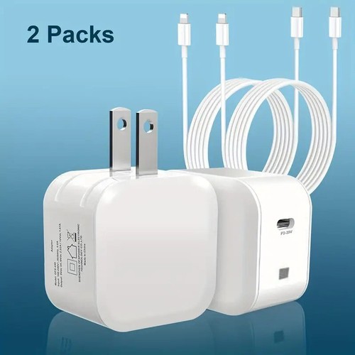 2pack 20W PD USB C Wall Charger & 6FT Fast Charging Cable: Super Fast ...
