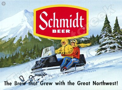 Schmidt Snowmobile Scene 18" x 24" Metal Sign | eBay