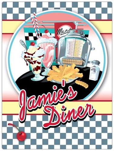 Retro Diner Kitchen PERSONALIZED STICKER Decal Sign Juke Box 50's ...