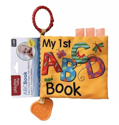 Playtex Baby ABC Book Fabric Crinkle Pages 1 Link & Textured Teether 1 ...