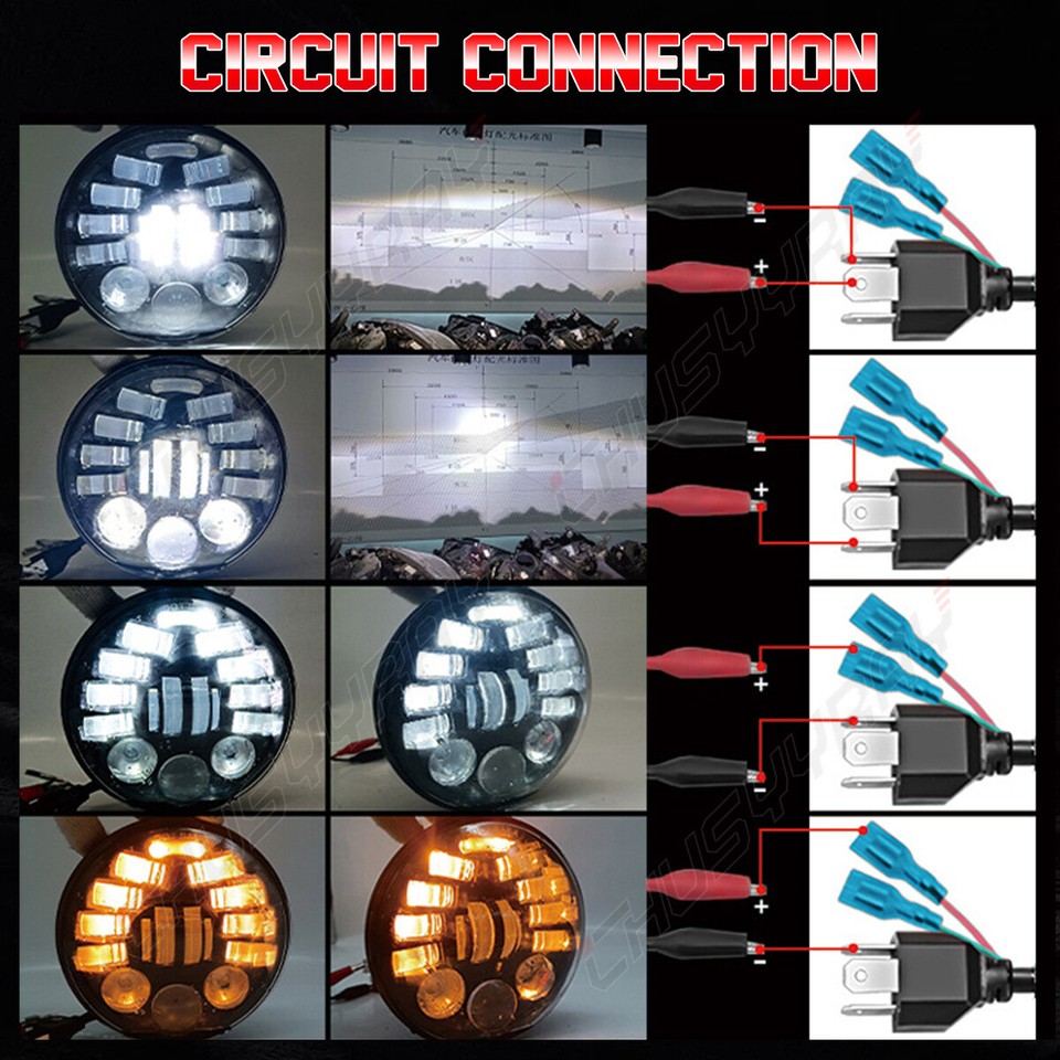 4PCS 5 3/4" 5.75"LED Headlights Hi-Lo Beam for Chevrolet Corvette C1 C2 ...