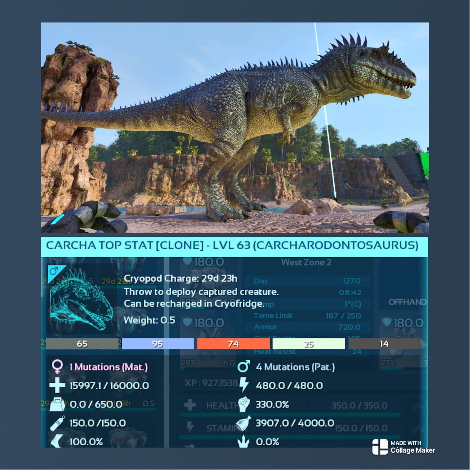 Ark Survival Ascended PVE OFFICIAL PVE 330 MELEE CARCHA MALE (CLONE ...