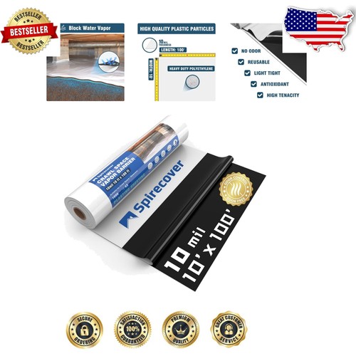 Reusable 10'x100' Vapor Barrier - Heavy Duty 10 Mil Black & White ...