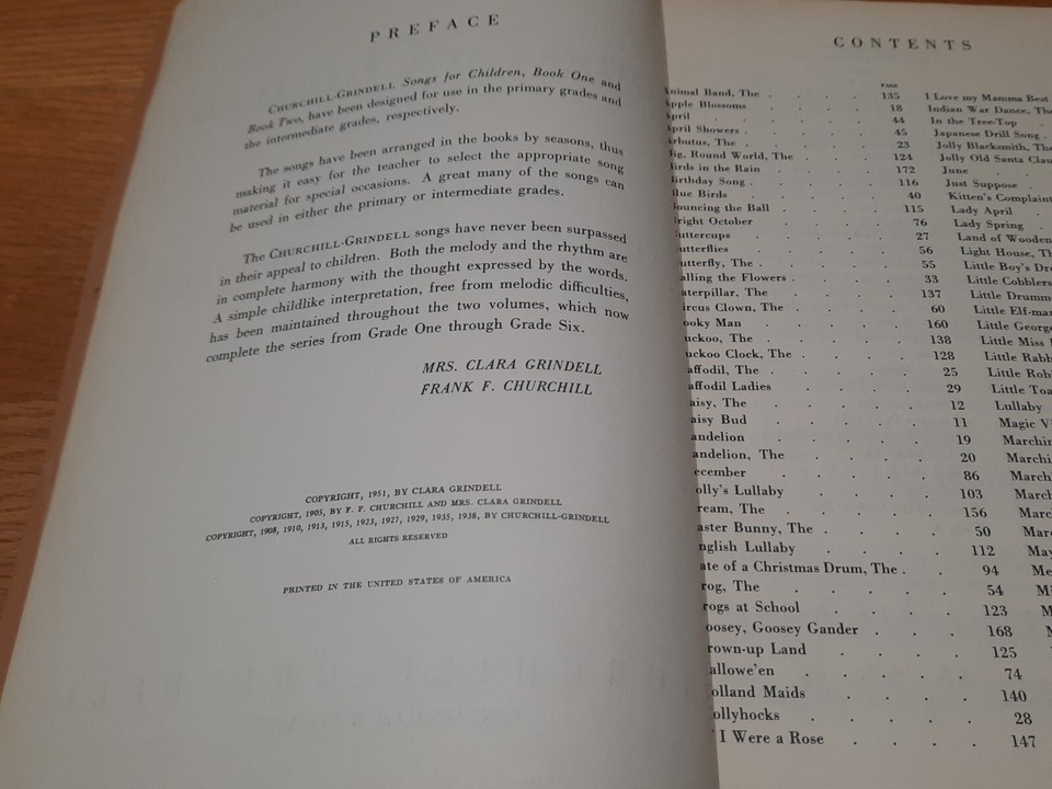 Songs for Children Book One for Primary Grades by Churchill-Grindell ...