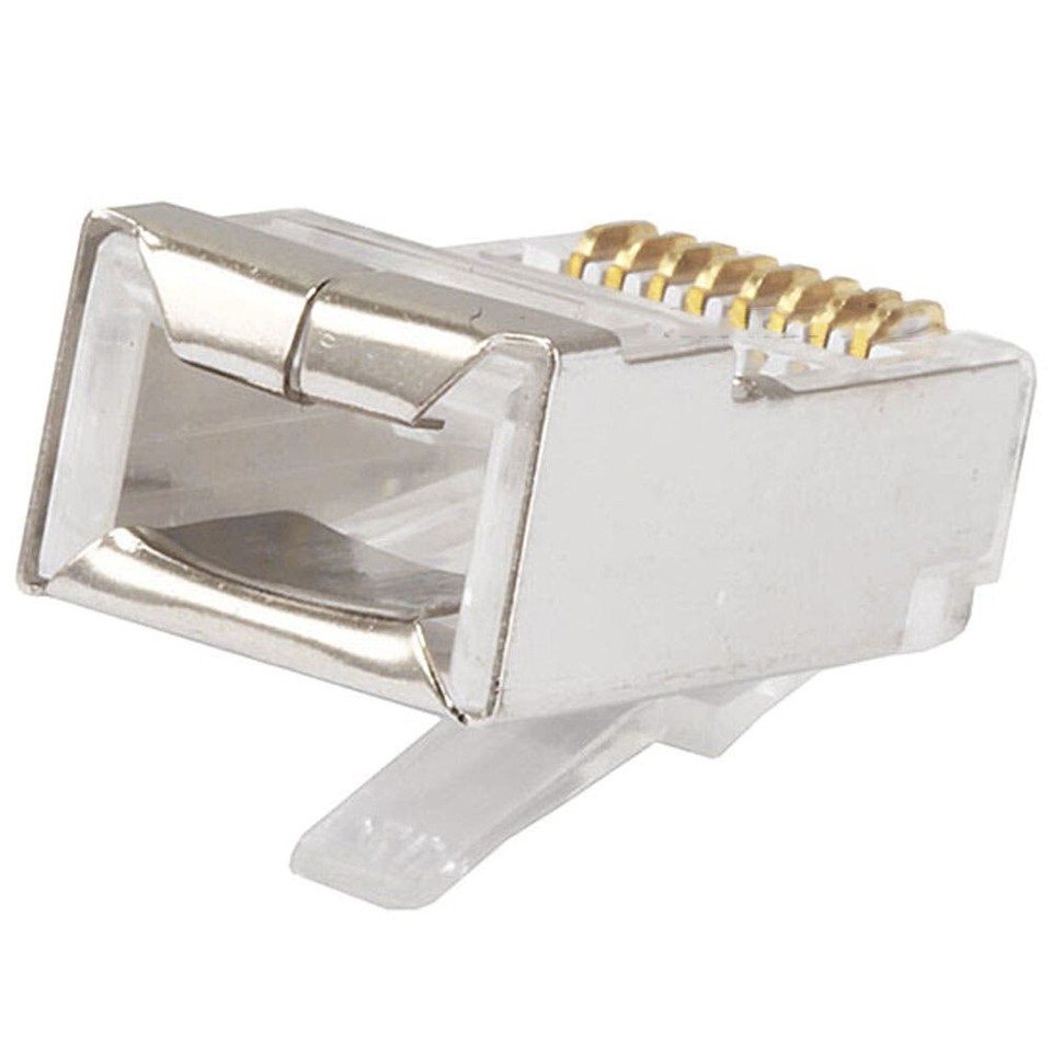 100 Pcs CAT6 RJ45 8P8C Shielded Plug Connector Crimp On For Stranded ...