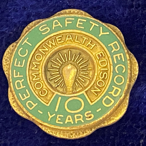 Commonwealth Edison Perfect Safety Record ComEd Enameled Screwback ...
