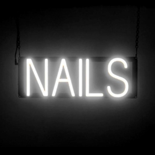NAILS Sign | Nail Salon-Related Sign with Neon Look, White LED Light ...