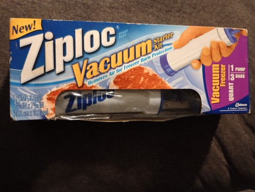 Ziploc Vacuum Starter Kit Hand Pump With 3 Freezer Quart Bags ...