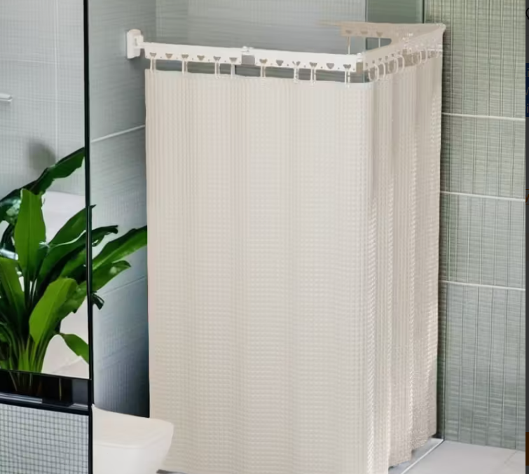 Shower Curtain Pole, Shower Curtain Rail with Suction Cups, Multi-Angle ...
