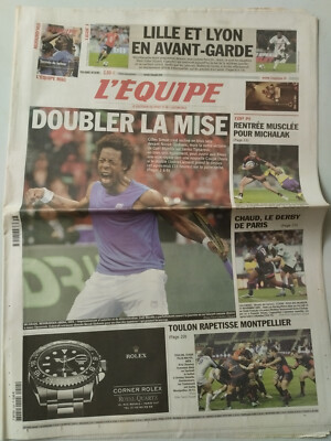 L'Equipe Journal 4/12/2010; Gilles Simon-Djokovic/ Monfils-Tipsarevic ...