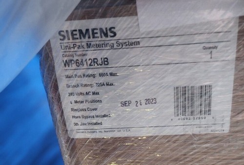 Siemens 4-gang position 600 amp meter Stack center 225 amp ea position ...