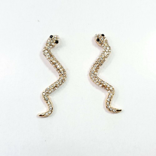 E0565 Gold Color Base Clear Rhinestones Deco Animal Snake Shape Drop ...