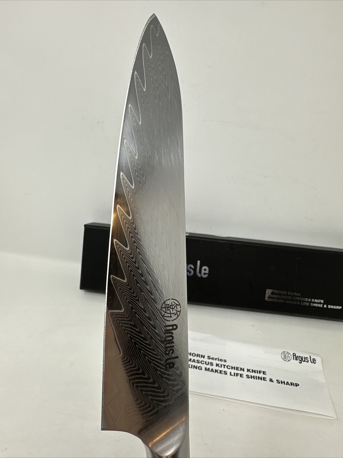 Argus Le Chef Knife 8" Damascus Steel Kitchen Knife Blue Handle - Thorn ...