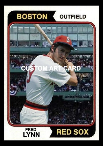 Fred Lynn Boston Red Sox 2024 / 1974 Custom Made Baseball Art Card | eBay