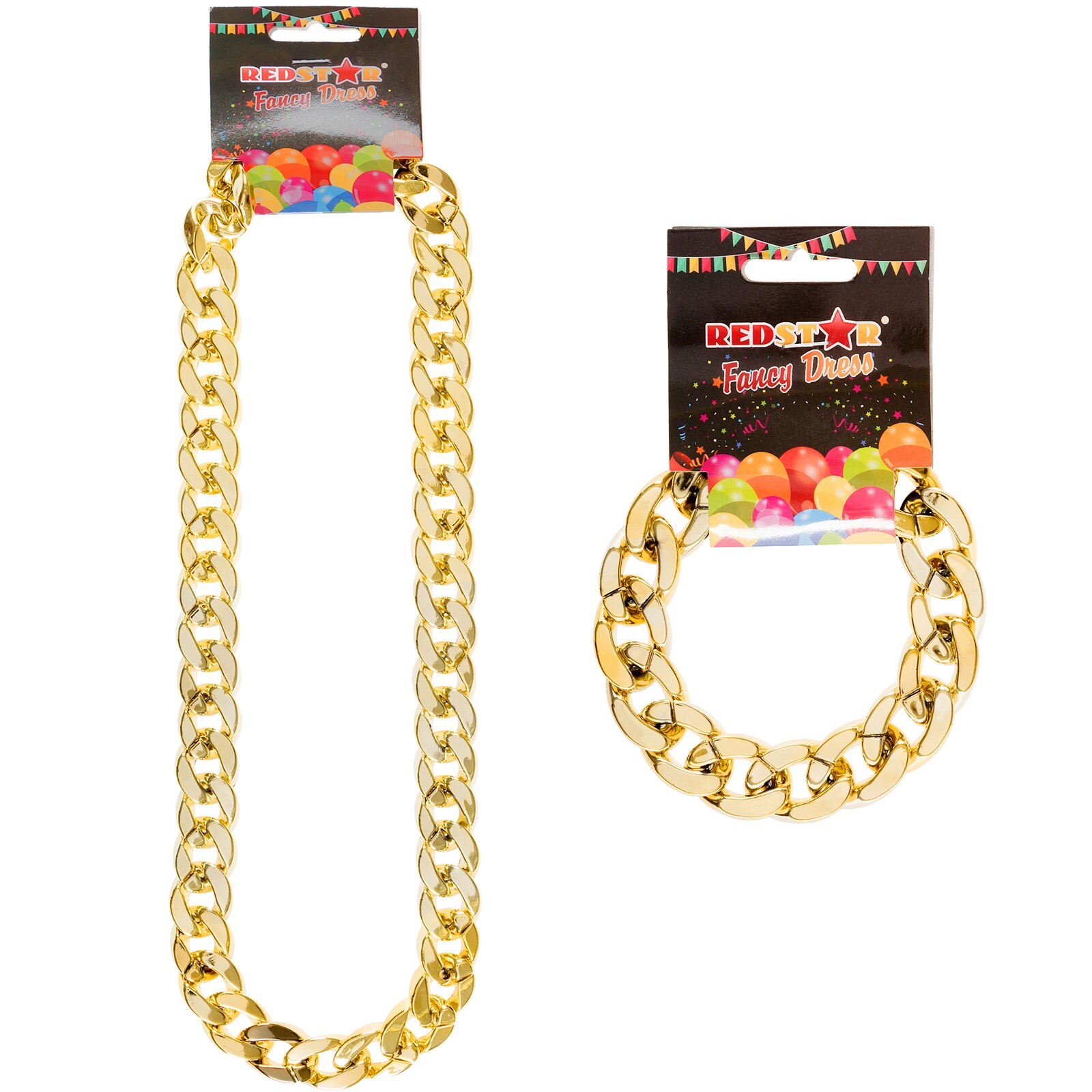 GOLD CHAIN FANCY DRESS NECKLACE OR BRACELET GANGSTER CHUNKY JEWELLERY ...