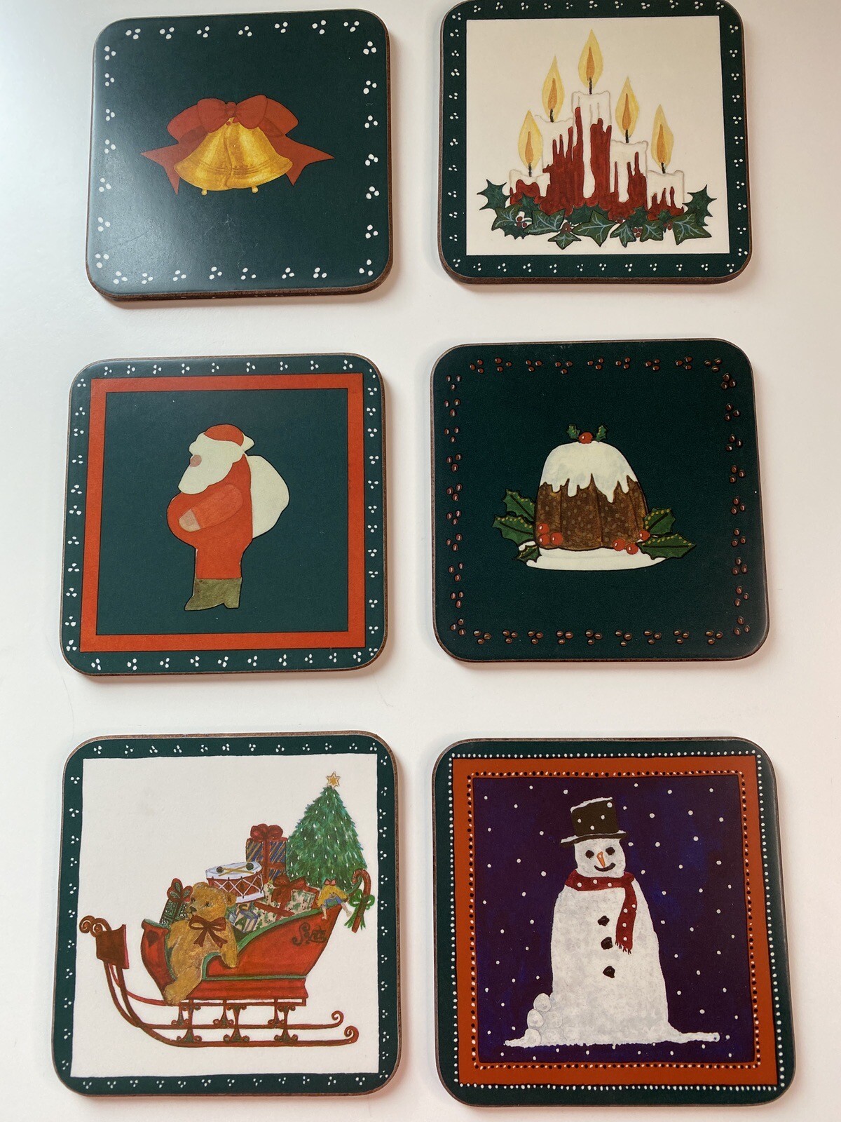 Set/6 Pimpernel Cork Backed Coasters Assorted Collage ~ Original Box ...