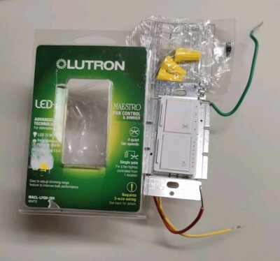Lutron Maestro Fan Control and Light Dimmer - White 784276239264| eBay