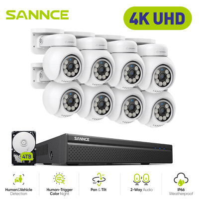 SANNCE 8CH 4K NVR 8MP POE Security Camera System PT Auto Tracking Two ...