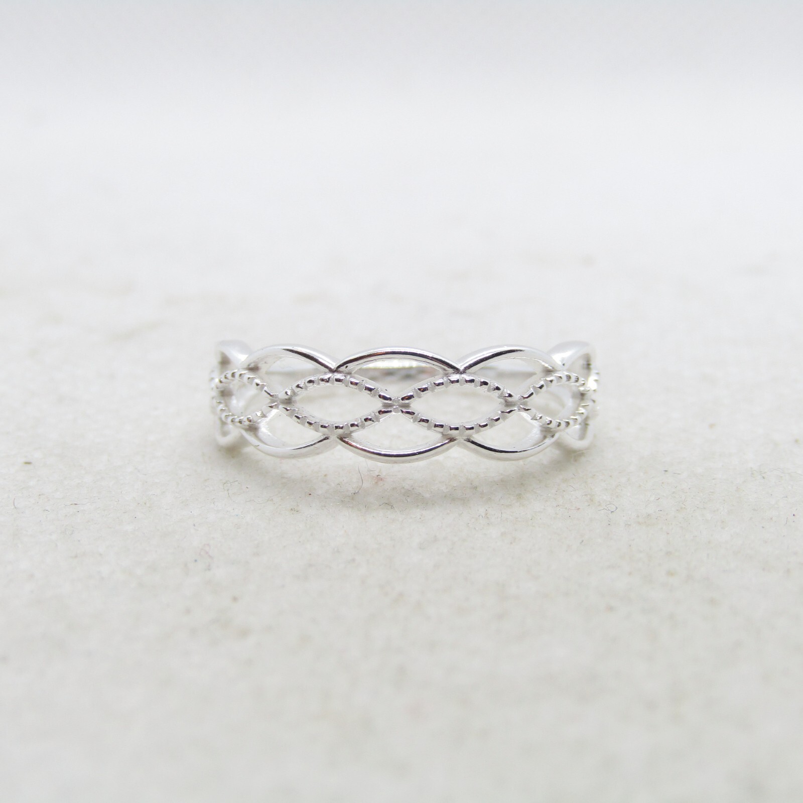 IBB CM Sterling Silver 925 Braided Thick to Thin Ring Size 8.75 K4568 ...