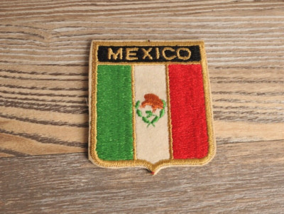 Vintage Mexico Patch - Shield w/ Mexican Flag - Embroidered - Cut Edge ...