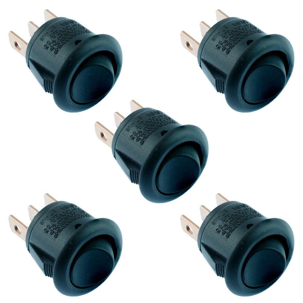 5 x Black Mini Round On-On Rocker Switch SPDT 12A SCI R13-270C | eBay UK