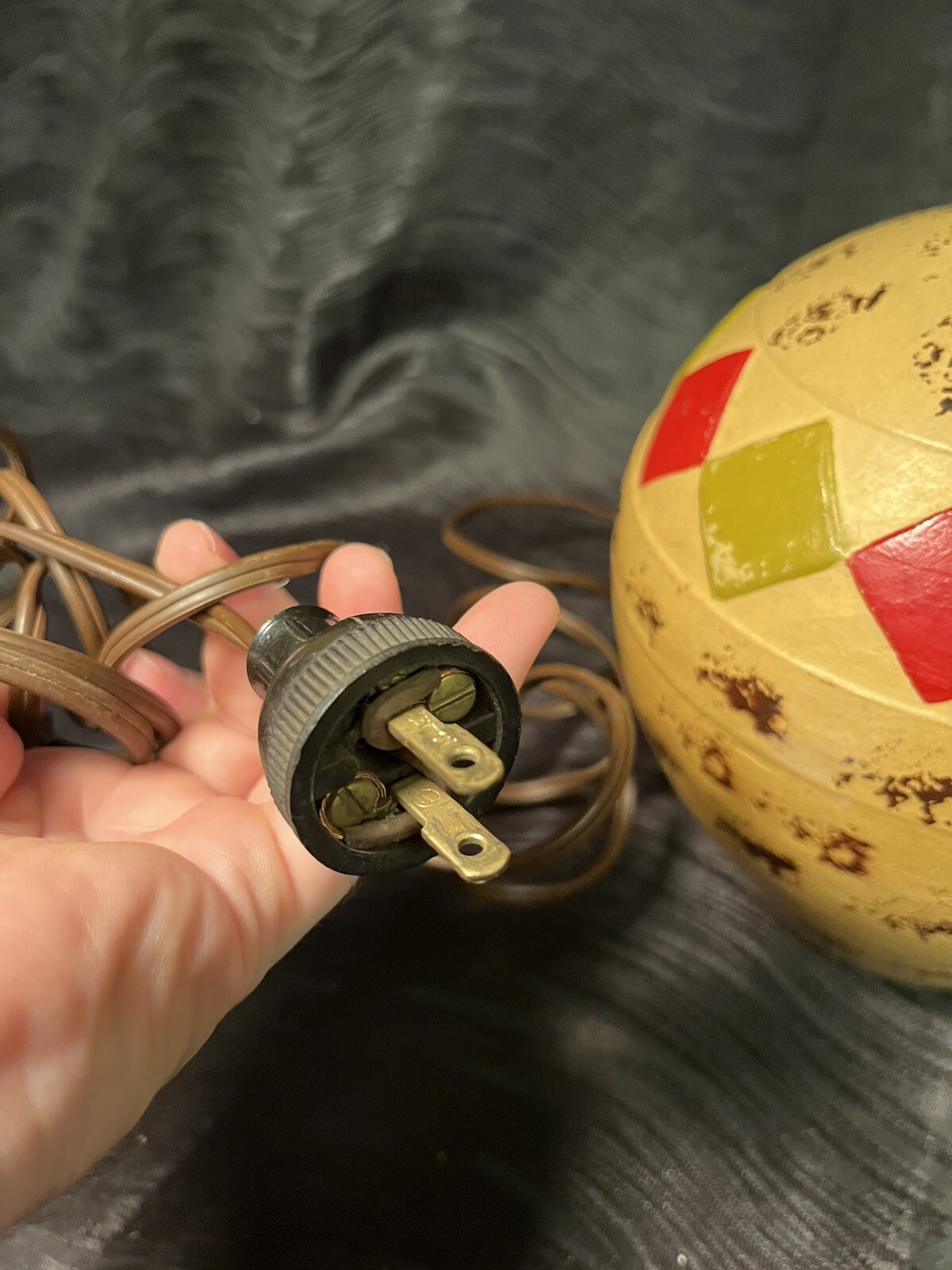 Vintage MCM 1960's Mid Century Modern Atomic Table Lamp Geometric Red ...