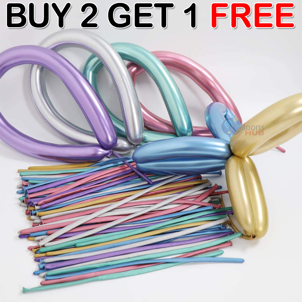 100 X Twisting Metallic Latex Balloon Chrome Long Magic Modelling ...