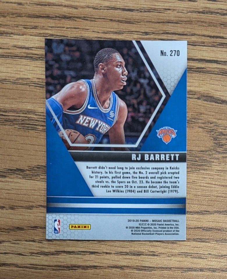 2019-20 Mosaic RJ Barrett Silver RC #270 Knicks NBA Debut | eBay